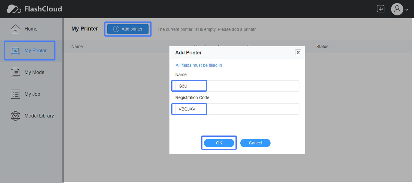 XV. Imprimer avec FlashCloud - Support technique Machines-3D